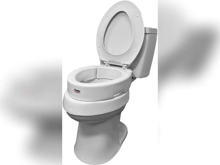 Carex Elongated Hinged Raised Toilet Seat, Adds 3.5 Inches of Height to ...