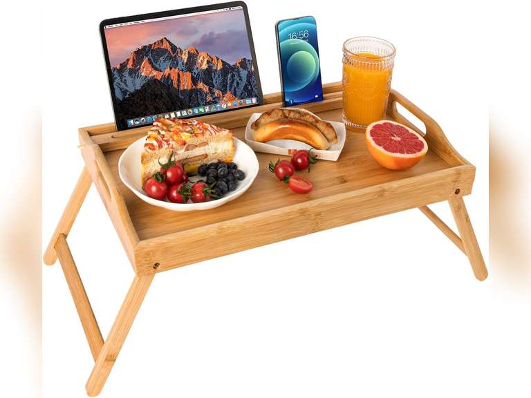 Bamboo Bed Trays for Eating,Breakfast Bed Trays with Folding Legs,Bed ...