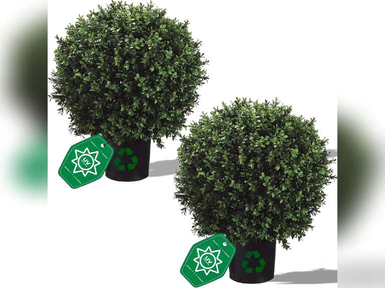 Real Touch Leaves Artificial Topiary Trees, 24" T with 17" W Faux ...
