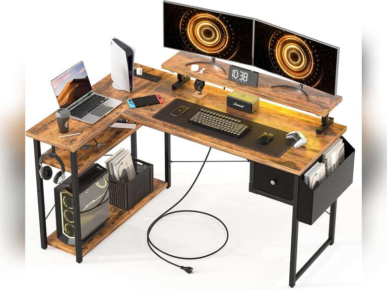 (See photos, similar model) Shaped Gaming Desk, Computer Desk with ...