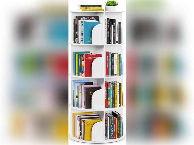 SpaceAid 4 Tier Rotating Bookshelf Tower, Spinning Bookcase Lazy Susan ...