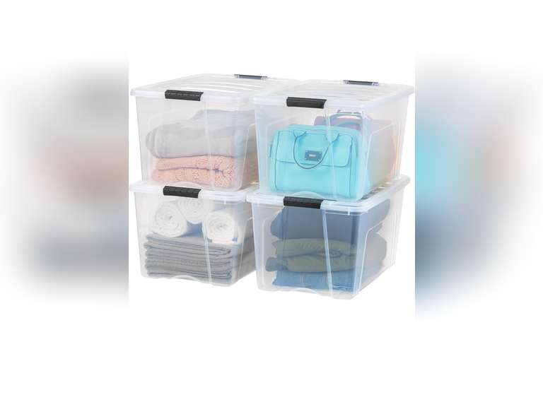 IRIS USA 72 Quart Stackable Plastic Storage Bins with Lids and Latching ...