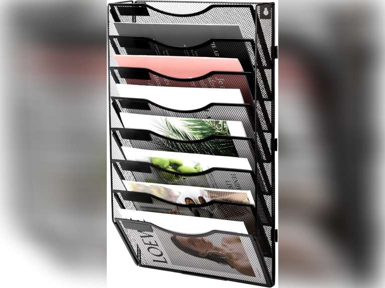 EasyPAG Wall File Organizer 8 Pocket Office Mesh Metal Hanging File ...