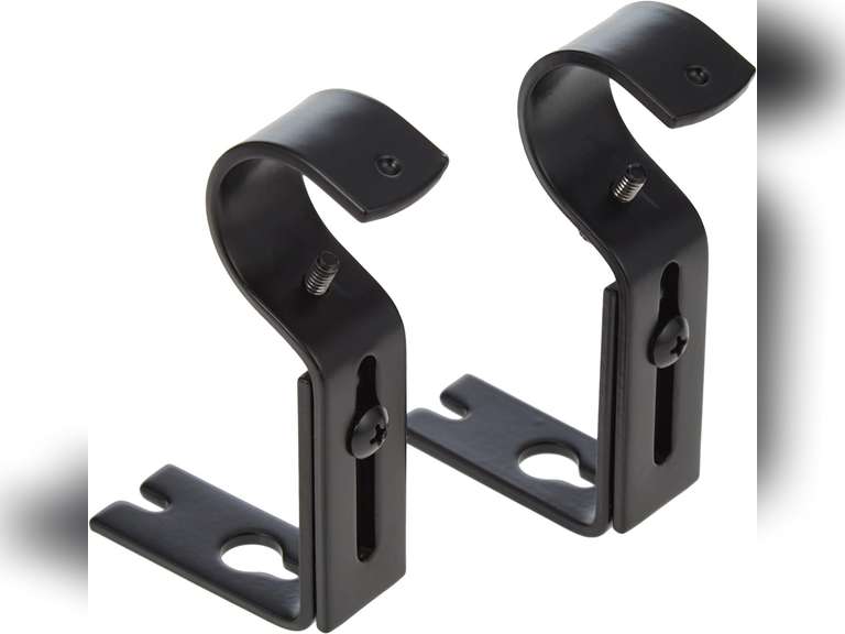 Amazon Basics Adjustable Curtain Rod Wall Bracket Hooks, Set of 2 ...