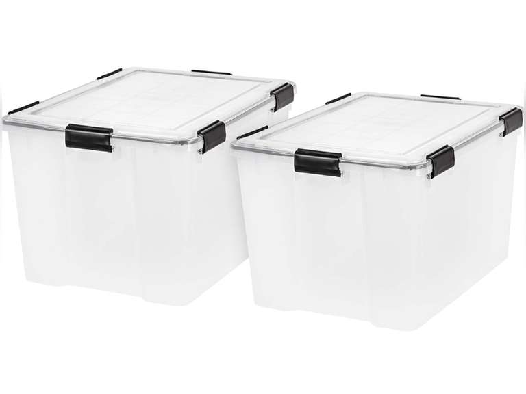 IRIS USA WEATHERPRO 74 Quart Stackable Storage Box with Airtight Gasket ...