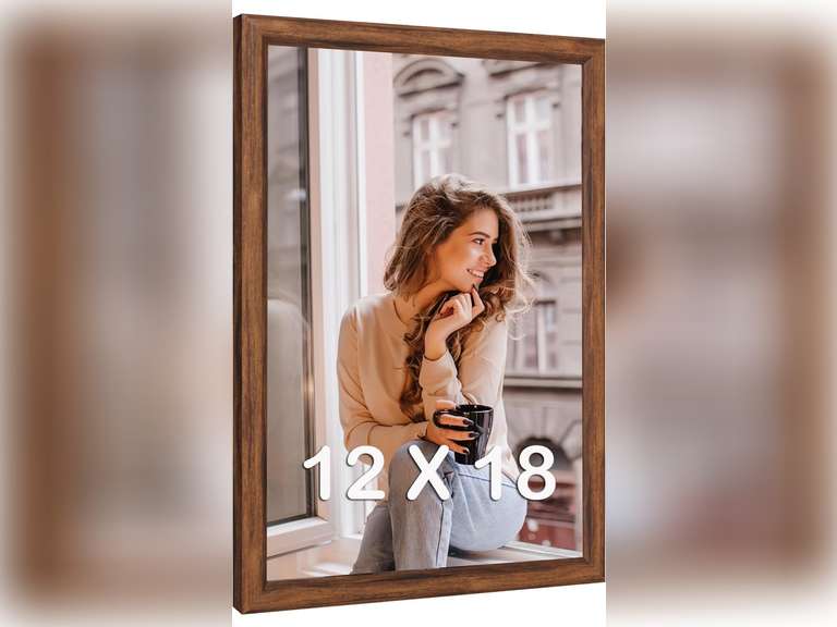 12x18 Wood Frame Brown, Rustic Natural Wooden 18x12in Poster Picture ...