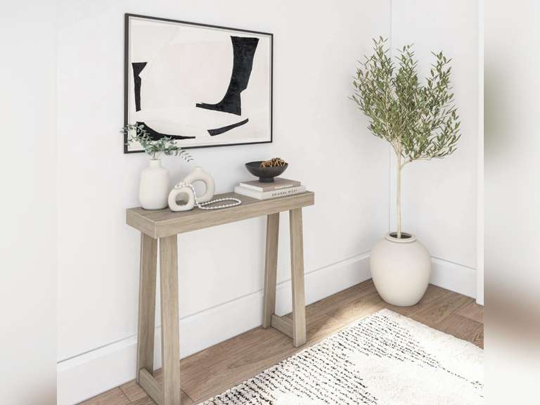 Plank+Beam Solid Wood Console Table, 36 Inch, Sofa Table, Narrow ...
