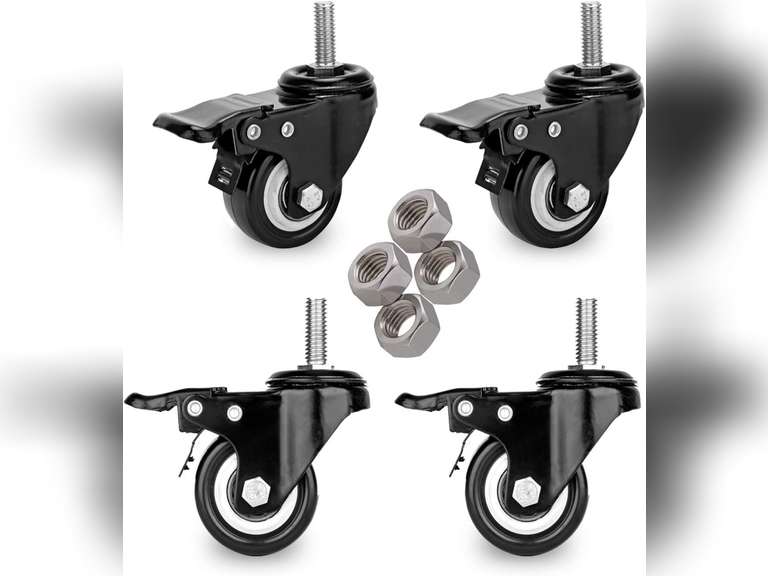 2" Stem Caster Wheels with Safety Dual Locking 600Lbs Heavy Duty ...