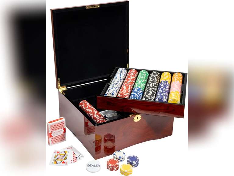 MBGBrybelly Diamond Suited Poker Chip Set in Deluxe Wood Carry Case ...
