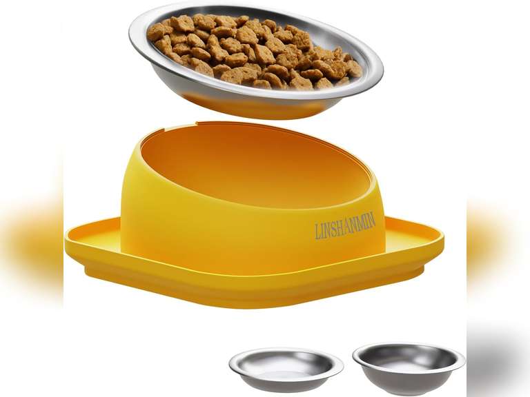 Tilted Cat Food Bowls, Cat Feeding Bowls Whisker Friendly, Raised Cat ...