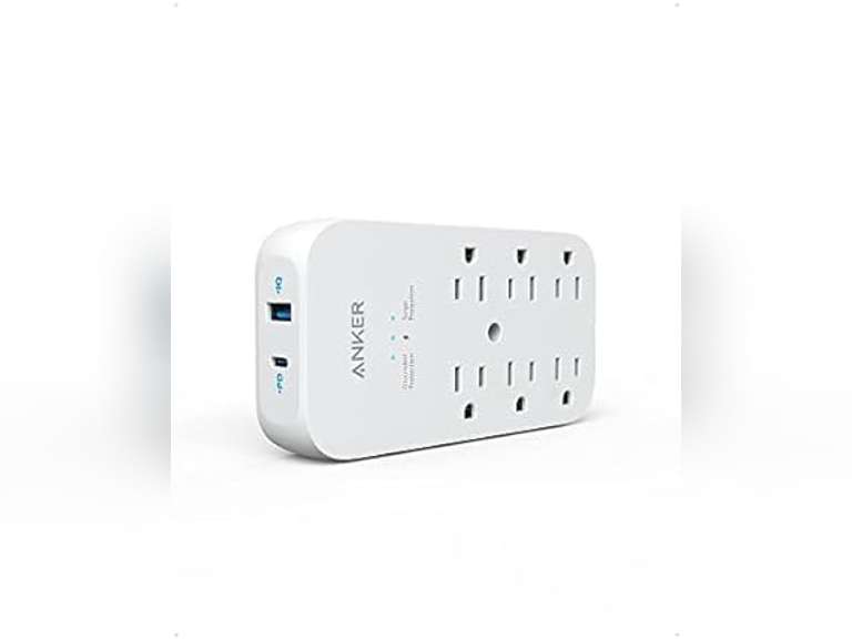 Anker Outlet Extender and USB Wall Charger, 6 Outlets and 2 USB Ports ...