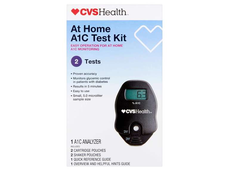CVS A1C At Home Test Kit, Home Use Monitoring of Glycemic Control, Easy ...