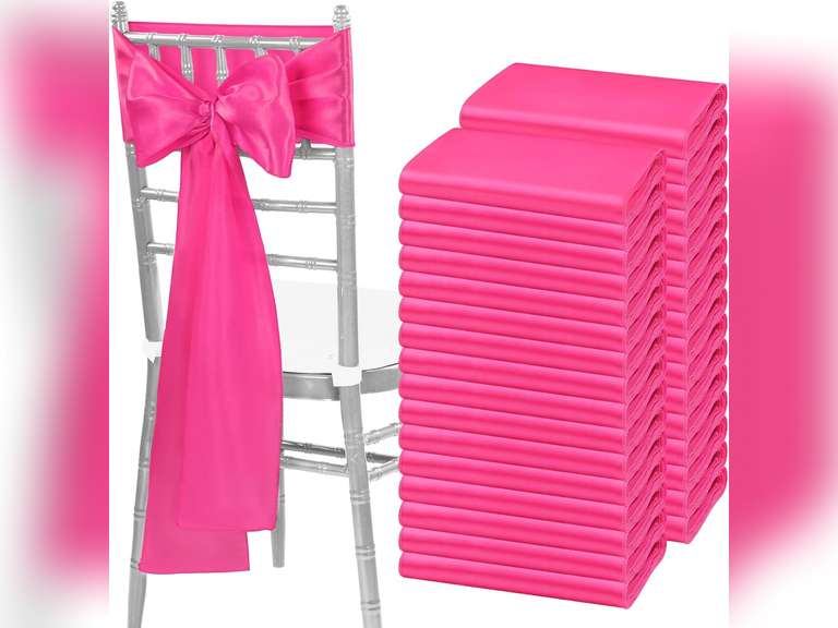 120 PCS Hot Pink Satin Chair Sashes 7x108 76 - Quarter Price
