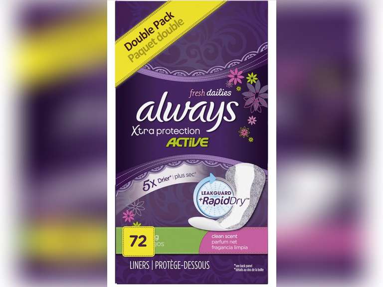 Always Xtra Protection Active Liners, Long, Scented, 36 Count - Pack of ...