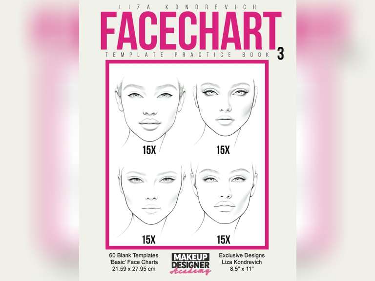 Facechart Template Practice Book 3: Blank Face Chart Makeup Templates ...