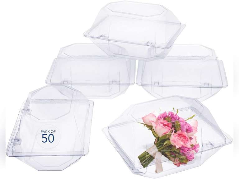 Royal Imports 50 Pack Clear Plastic Flower Box for Corsage, Boutonniere ...