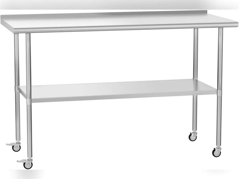 Stainless Steel Prep & Work Table with Adjustable Shelf, with ...
