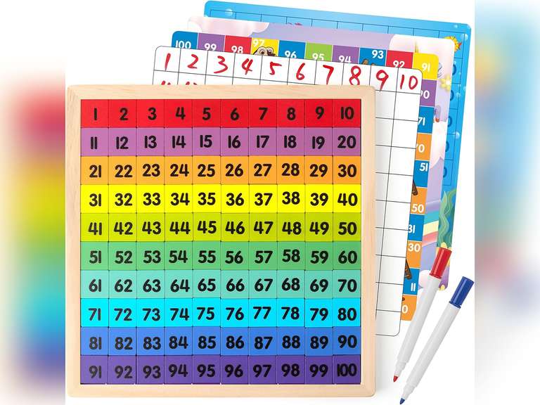 Coogam Wooden Math Hundred Board 1-100 Numbers Learning Educational ...