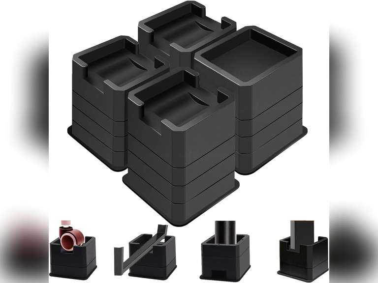 Bed Risers, 4 inch bed Lifts Risers for Casters Wheel, Adjustable ...