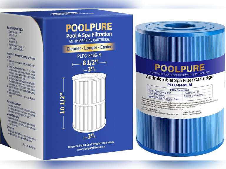 POOLPURE Antimicrobial PLFC-8465-M Spa Filter Replaces Watkins 31114 ...