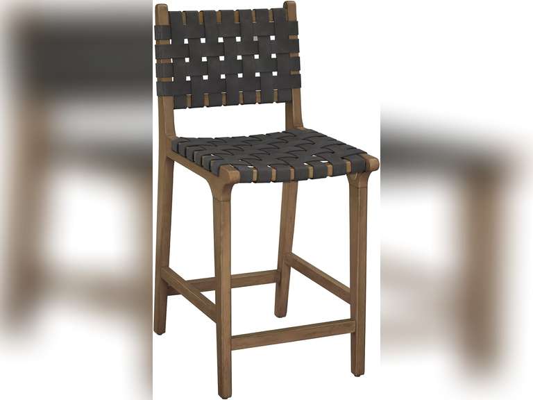 Ball & Cast Faux Leather Woven Counter Stool Kitchen Island Wooden Bar ...