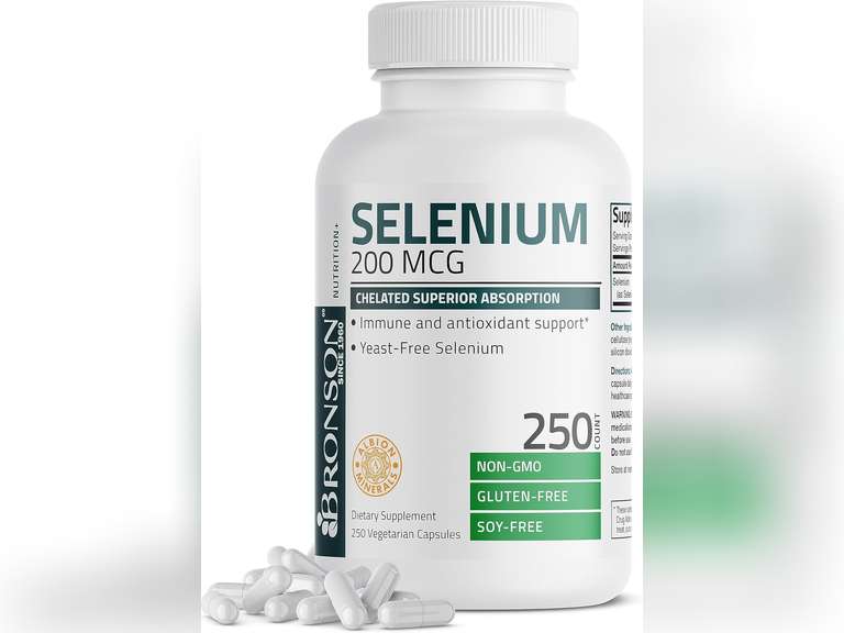 Bronson Selenium 200 mcg Yeast Free Chelated Amino Acid Complex ...