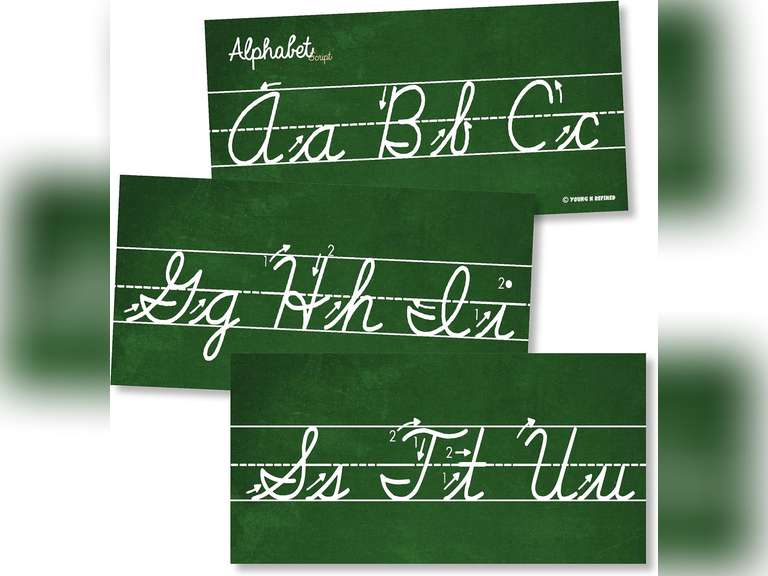 Cursive Alphabet Classroom Wall Strip Young N Refined (Glossy Paper) 21 ...