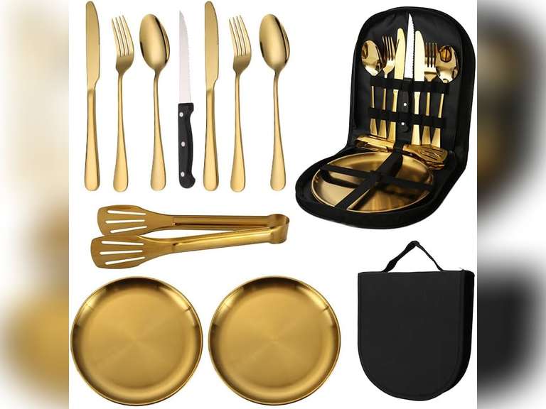 10 Pcs Silverware Set with Steak Knives, Food-Grade Stainless Steel ...