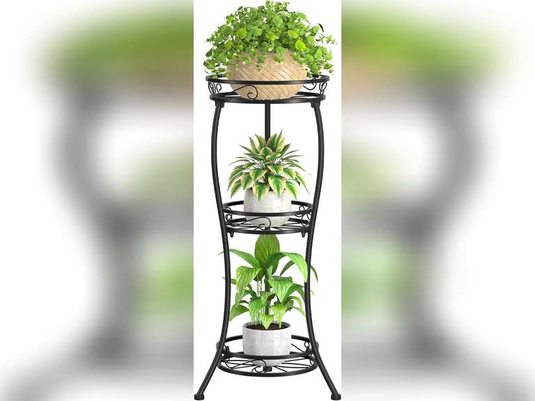 KMOTASUO 3 Tier Tall Metal Plant Stand, 33 Inch Plant Stands Indoor Outdoor, Rustproof Iron ...