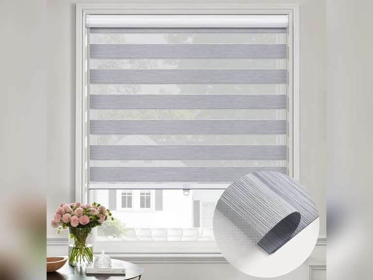 Zebra Blinds Cordless Dual Layer Window Shades Blackout Roll up Blinds ...