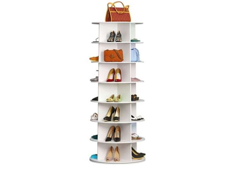 SpaceAid Rotating Shoe Rack Tower, Revolving Shoe Rack Storage, Round ...