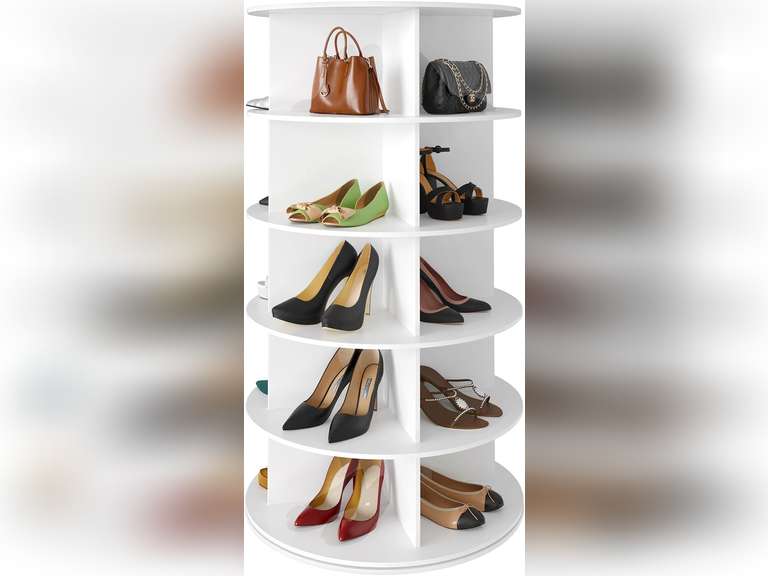 SpaceAid 5 Tier Rotating Shoe Rack Tower, Spinning Shoe Display Lazy ...