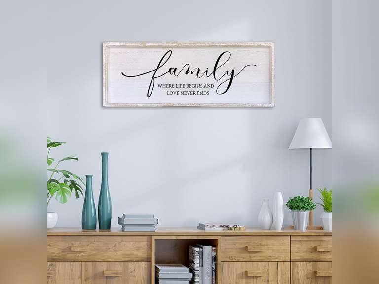 Family Where Life Begins Love Never Ends Wall Decor 40"x15" Living Room ...
