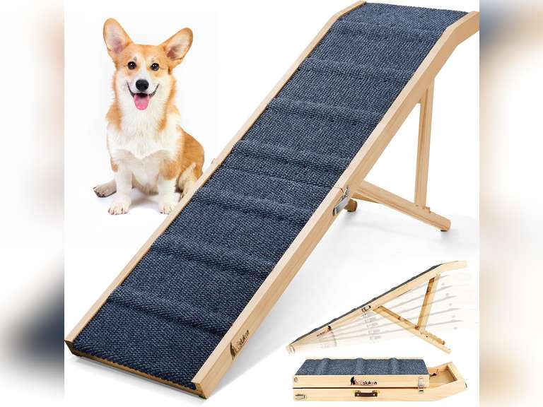 Dog Ramp for Bed, 64" Long Foldable Pet Ramp for Small Large Dogs, Dog ...