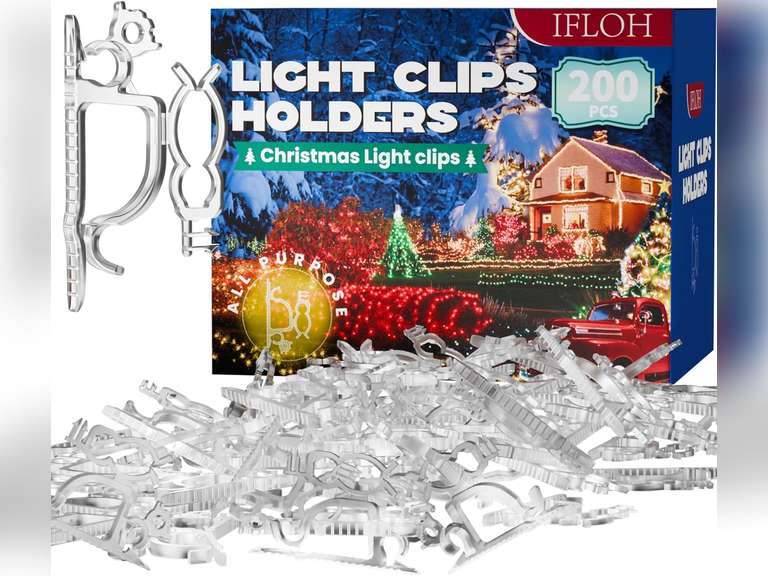 Holiday Light Clips Set of 200 Christmas Light Clips, Outdoor Light ...