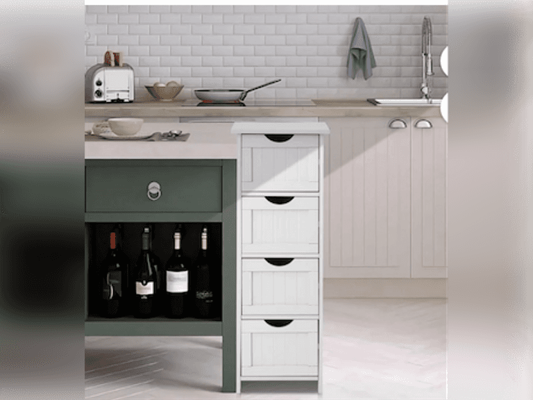 Bonnlo Bathroom Floor Cabinet,White Storage Cabinet with 4 Drawers ...