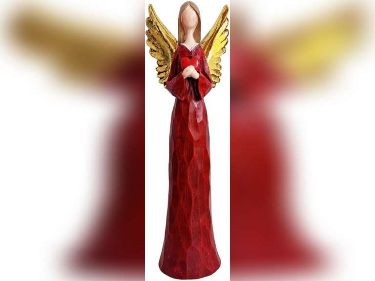 Angel Figurine Angel Statues Holding Love Heart Hand-Painted Angel ...