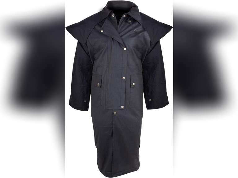 Long Black Mens Oil Cloth Oilskin Western Australian Waterproof Duster ...
