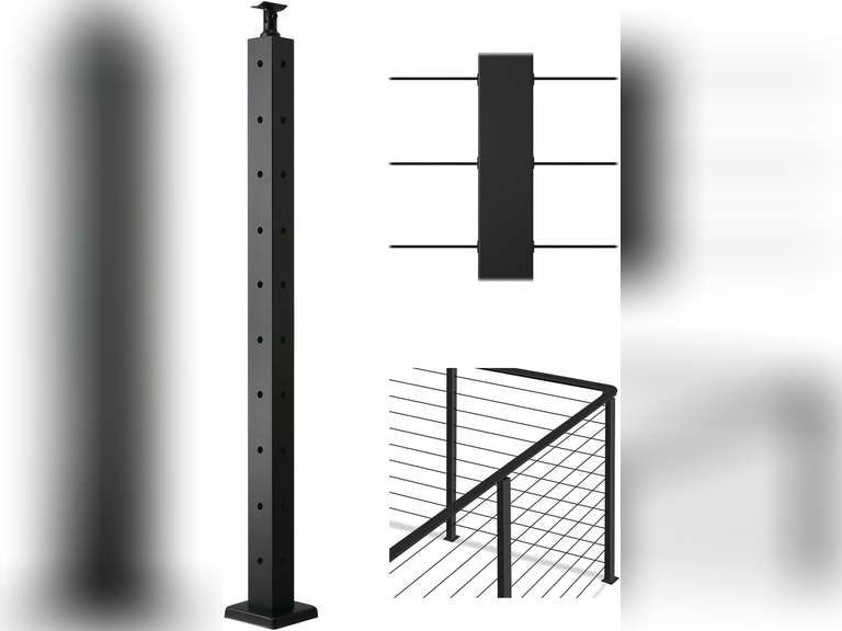 VEVOR Cable Railing Post, 36x2x2 Inch Corner Railing Post, with L ...