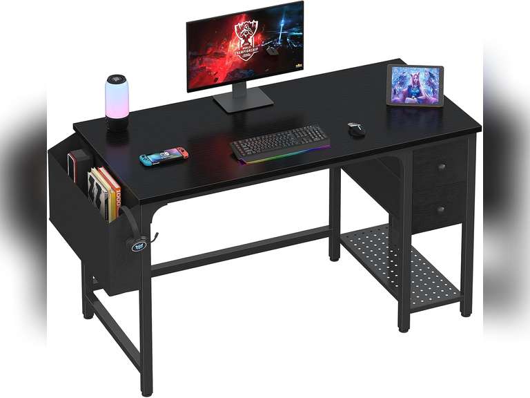 Lufeiya Gaming Desk with Fabric Drawers, 47 Inch Computer Desk for Home ...