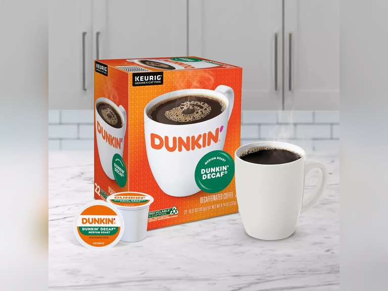 Keurig Dunkin' Decaf Single-Serve 22-Count Medium Roast Coffee K-Cup ...