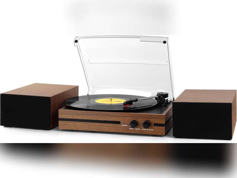 Vinyl Record Player Without Dual Stereo Bookshelf Speakers Vintage Belt ...