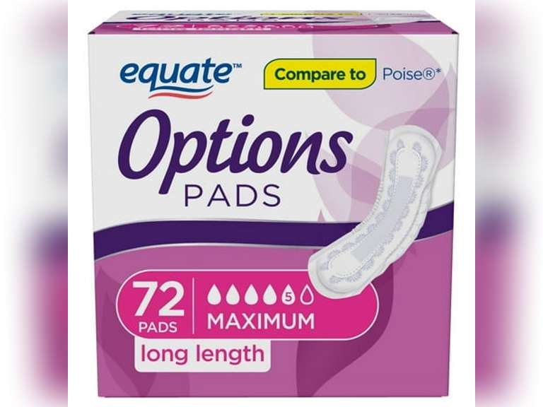 Equate Options Women's Incontinence Pads, Maximum Absorbency, Long ...