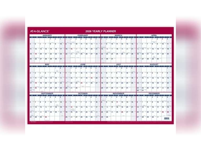 AT-A-GLANCE 2026 Vertical Horizontal Reversible Erasable Wall Calendar ...