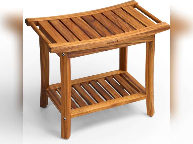 Premium 22" Teak Shower Bench with Handles, Waterproof Teak Shower ...