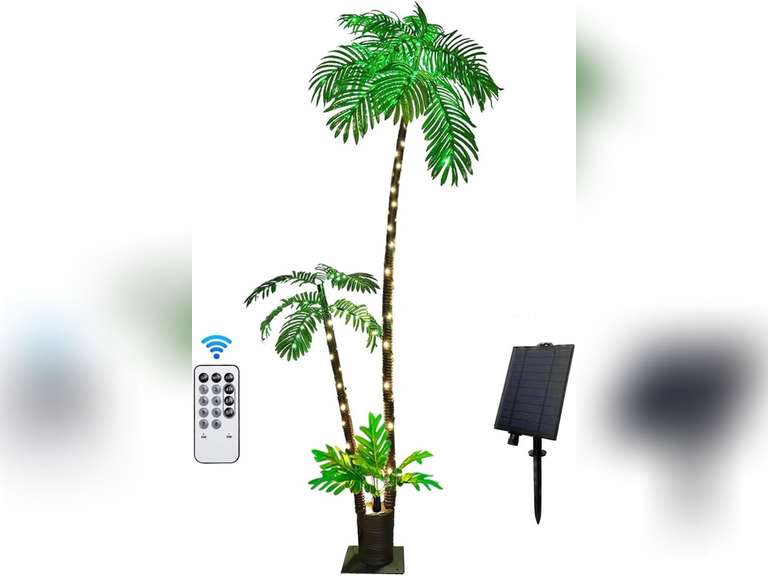 Solar Artificial Palm Trees for Outside Patio,Lighted Palm Tree 6Ft LED ...