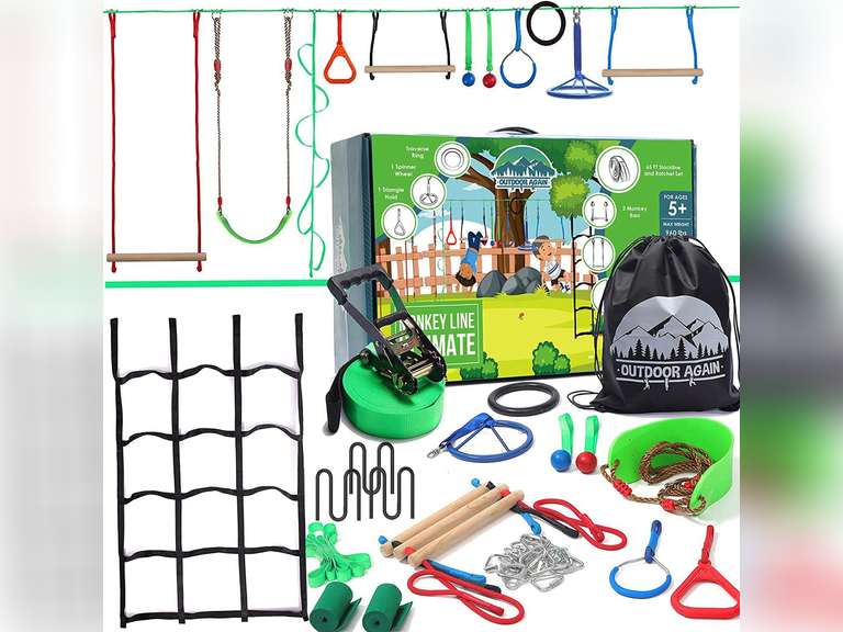 65' Ninja Warrior Obstacle Course for Kids - 12 Obstacles - Ninja ...