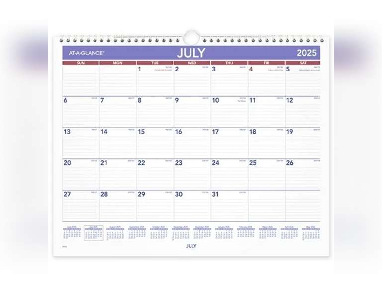AT-A-GLANCE Academic 2025-2026 Monthly Wall Calendar Medium 15 x 12 ...