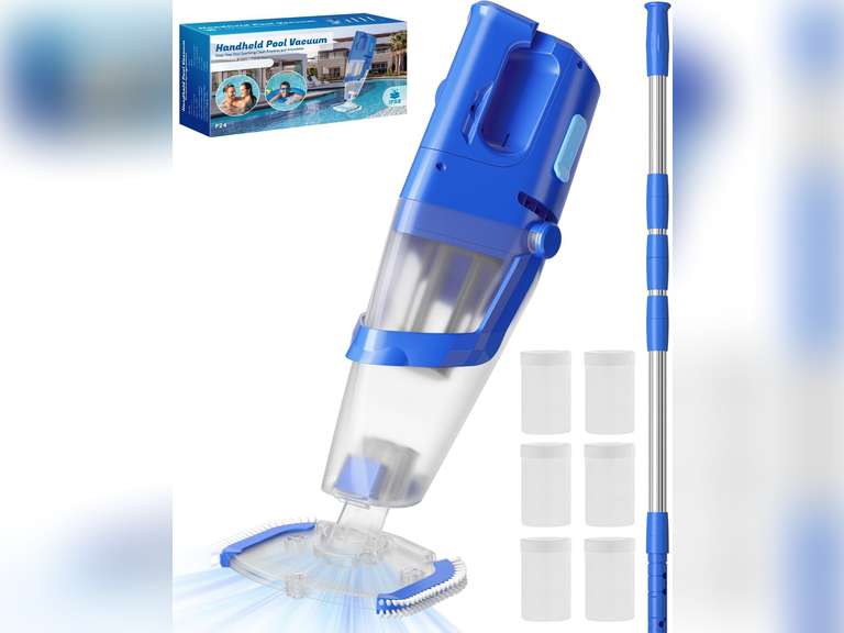 Cordless Handheld Pool Vacuum Cleaner with Telescopic Pole, 26.5 GPM ...