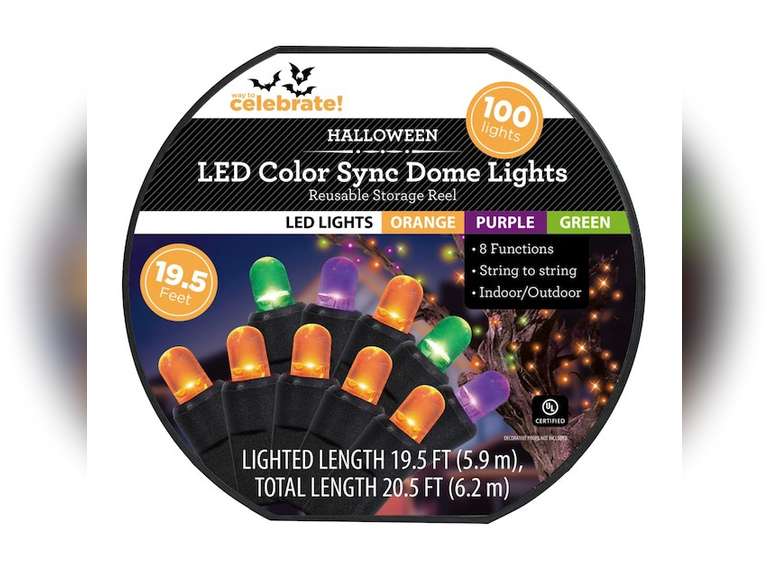 Orange and Multicolor Lights, 100CT, Dome LED, 8-Function Color Sync ...